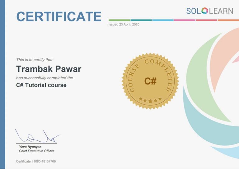 CSharp_certificate – Trambak Pawar-1 – PVG’s College of Engineering & Shrikrushna S. Dhamankar ...