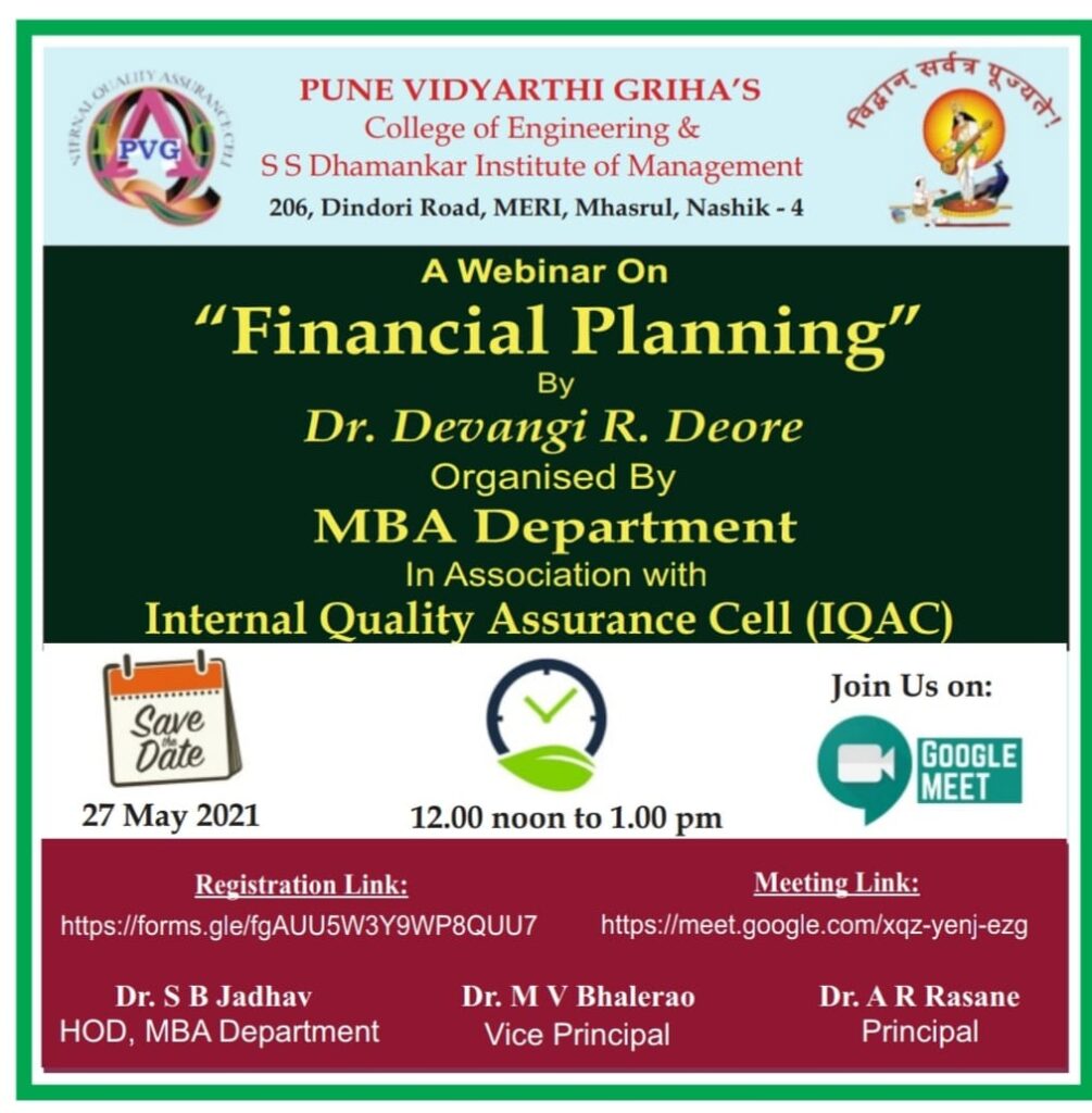 Webinar on Financial Planning – PVG’s College of Engineering ...